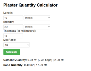 PLASTER CALCULTOR - Civil Material Calculator